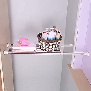 Hershii Expandable Closet Tension Shelf Rod Adjustable Storage Rack Heavy Duty DIY Organizer Divider for Wardrobe Cupboard Kitchen Bathroom