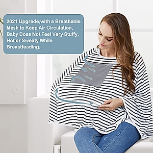 Baby Nursing Cover & Nursing Poncho - Multi Use Cover for Baby Car Seat Canopy, Shopping Cart Cover, Stroller Cover, 360° Full Privacy Breastfeeding Coverage, Baby Shower Gifts for Boy&Girl