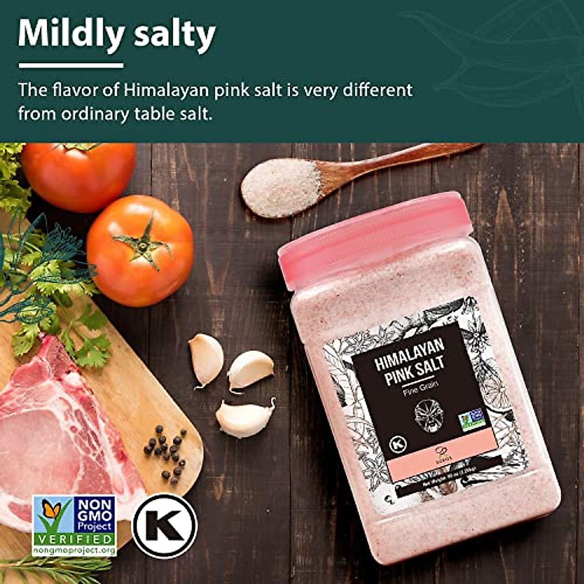 Soeos Himalayan Salt Fine Grain, 80oz (2.25kg), Non-GMO Himalayan Salt, Natural Pink Salt, Kosher Pink Sea Salt, Nutrient and Mineral Dense for Health, 5 Pound (Pack of 1)