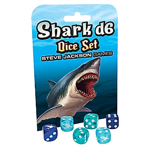 Shark d6 Dice Set | 6 Pcs | 16mm Six-Sided | Translucent Dice | Tabletop Roleplaying Games | RPG | from Steve Jackson Games