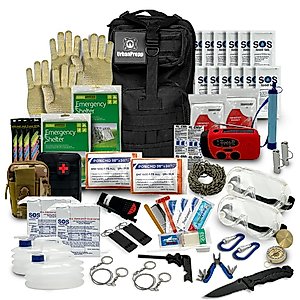 UrbanPrepp Complete 72 Hour Survival Kit - 2 Person Survival Kits, Deluxe Bug Out Bag, Emergency Bugout Backpack for Floods, Blackout, Disaster Preparedness Earthquake Supplies, Survival Pack