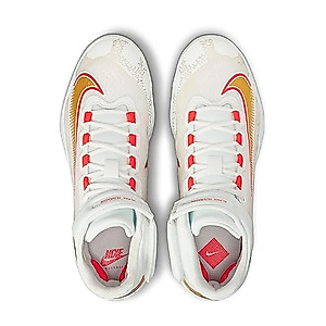 Nike Alpha Huarache Elite 4 Mid FD2744-161 Playoff Pack White-Gold-Red Men's Metal Baseball Cleats 15 US