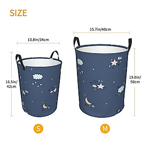 Cute Night Sky Nebula Large Laundry Basket 62L Round Collapsible Laundry Hamper Waterproof Nursery Hamper with Handles Portable Clothes Hamper Foldable Nursery Storage Basket Bedroom Toy Bin