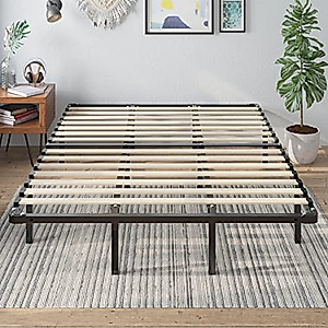 ZINUS SmartBase Euro Slats Mattress Foundation / 14 Inch Metal Platform Bed Frame / No Box Spring Needed / Sturdy Steel & Wood Frame / Underbed Storage, Queen