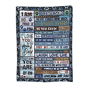 to My Son Blanket from Mom Ultra Soft Flannel Throw Blankets for Christmas Birthday Gifts 60"x50" Son Blanket