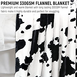 Gitrat Black Fleece Cow Print Blanket Soft Warm Flannel Cozy Cow Blankets for Adults Lightweight Travel Blankets Couch Sofa All-Season Cow Blankets and Throws Plush Gift for Daughter Mom