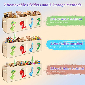 Extra Large Toy Chest for Boys, Collapsible Toy Storage Boxes with Magnetic Lid, Dinosaur Toy Box for Toys, Clothes, Blankets, Books, 51.96"x11.81"x15.75", Beige