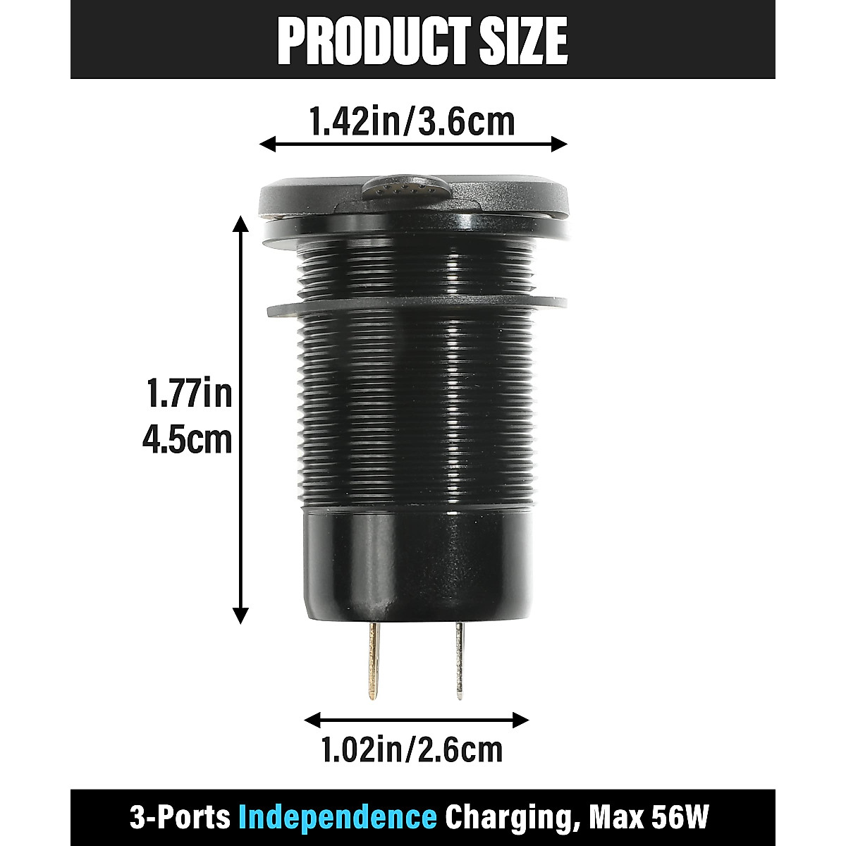 ESEWALAS 12v USB Outlet, Quick Charge 3.0 Dual USB and PD USB C Socket Power Outlet with On Off Switch,12 Volt USB Charger Socket,Waterproof 12V/24V Fast Charge USB Port