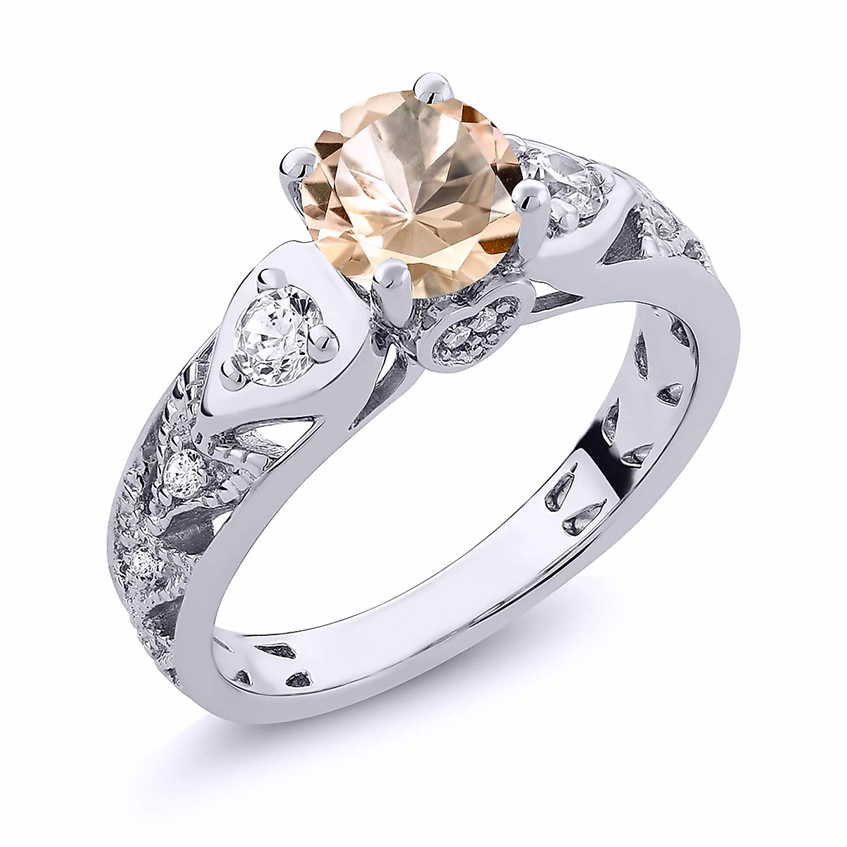 Gem Stone King 925 Sterling Silver Round 6MM Gemstone Birthstone Engagement Ring | Wedding Anniversary Promise Ring For Women | Available In Size 5, 6, 7, 8, 9