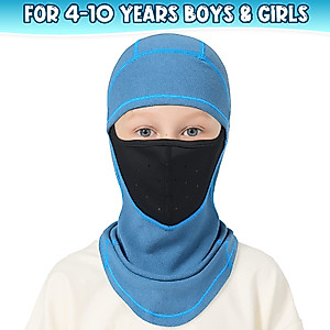 Kids Balaclava Ski Mask (with Breathable Holes) Windproof Winter Fleece Neck Face Warmer Boys Girls Blue