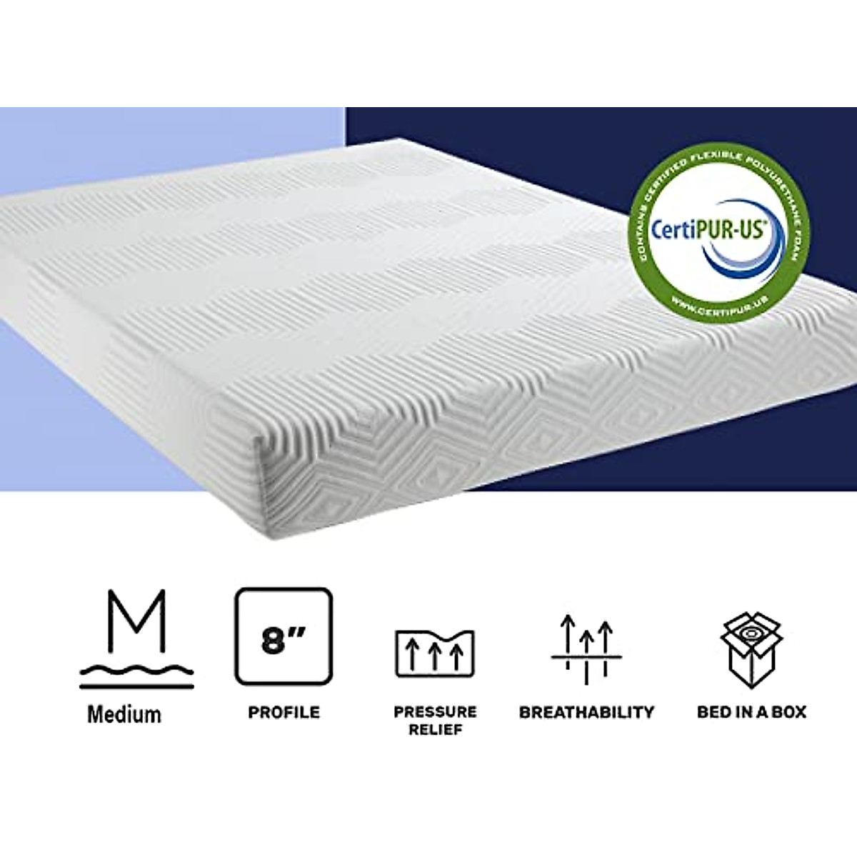 Sleepy's by Mattress Firm | Memory Foam Snug Mattress | King Size | 8" Medium Comfort | Pressure Relief | Moisture Wicking Breathable | Adjustable Base Friendly
