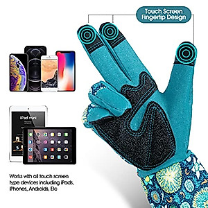 HODUP Gardening Gloves for Women,Long Floral Print Garden Rose Cactus Pruning Thorn-Proof Breathable Work Gloves with Touch Screen (Medium, Dandelions)