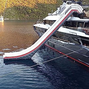 VOMCIZI PVC Outdoor Large Inflatable Slide, Playground Theater Game Electric Air Pump Ladder Suitable for Sea and Lake Floating,15Ft/4.5M