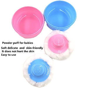 Xianglangsuccess 2Pcs Baby Powder Powder Puff Plush + Boxed Container, Baby Powder Container