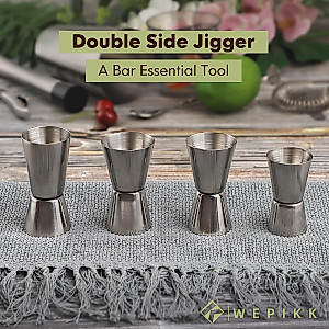 Wepikk Cocktail Jigger For Bartending Double Measuring Jiggers Bar Stainless Steel Shot Liquor Measurements 1 oz & 1-1/3 oz Pourers Measure Cup