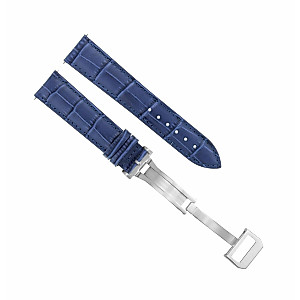 Ewatchparts 22MM LEATHER WATCH BAND STRAP COMPATIBLE WITH IWC PILOT PORTUGUESE DEPLOYMENT CLASP BLUE