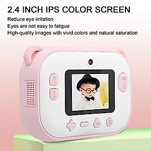 Children Mini Camera, Makes Eyes Less Fatigued 2.4‑Inch IPS Color Screen Kids Digital Camera, Travel Girls for Children Home(Pink)