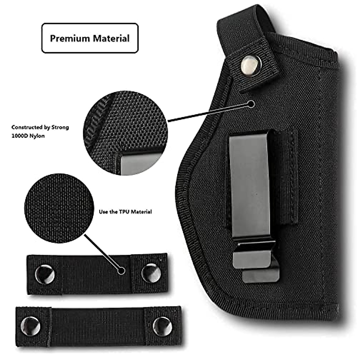 Vacod Universal Gun Holster for Concealed Carry Inside or Outside The Waistband Pistols Holsters for Right and Left Hand Draw Holster for Men/Women Fits Subcompact and Compact Handguns,Black (1)