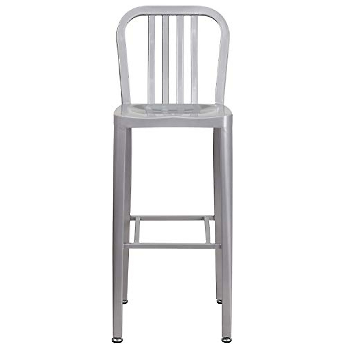 Flash Furniture Gael Commercial Grade 2 Pack 30" High Silver Metal Indoor-Outdoor Barstool with Vertical Slat Back