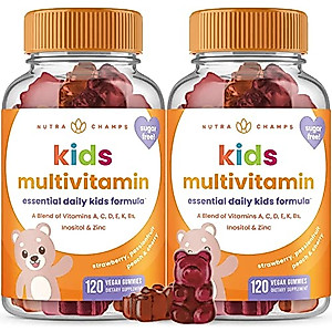 Kids Multivitamin Gummies | Multivitamin for Kids | Sugar Free Kids Vitamins | Vegan & Non-GMO | Gluten Free | Strawberry, Passionfruit, Peach & Cherry | 120 Gummy Vitamins for Kids (2 Pack)