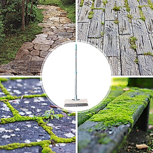 Stainless Steel Wire Broom Deck Scrub Brush with Long Handle, Stiff Metal Bristle Brush, Heavy Duty Floor Brush for Outdoor Patio Deck Garden