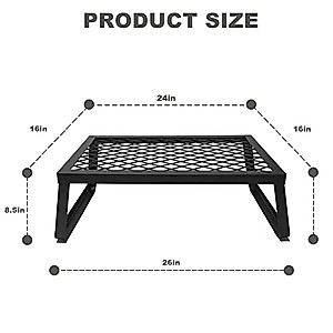 Timati Portable outdoor camping grill，Heavy Duty iron Camp Grill for Open Flame Cooking，Outdoor Camp Grill Rack for Picnic BBQ Frying