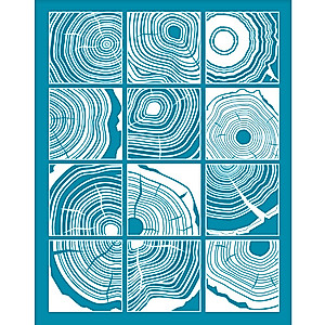 OLYCRAFT 4x5 Inch Clay Stencils Wood Grain Pattern Silk Screen for Polymer Clay Square Tree Stump Silk Screen Stencils Mesh Transfer Stencils Plant Mesh Stencil for Polymer Clay Jewelry Making