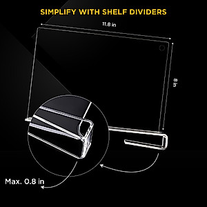 SC Shiza Care Clear Acrylic Shelf Dividers for Closet Organization,Plastic Shelve Divider, Clothes Dividers for Clothes Purses Separators in Bedroom, Kitchen and Office Shelves (4 Pack)