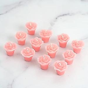 Efavormart Set of 12 Pink Mini Floating Rose Candle Ideal for Aromatherapy Weddings Party Favors Home Decoration Supplies