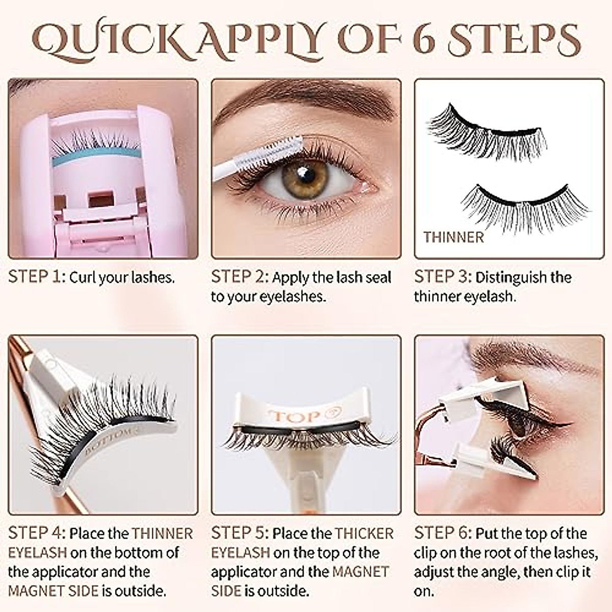 MLEN Dual Magnetic Eyelashes Natural Look Magnetic Eyelashes Without Eyeliner Soft Magnets False Eyelashes No Glue or Eyeliner Needed with Applicator Reusable 3D Fake Lashes Extension with Tweezers