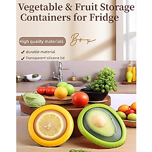 Taoddoe Silicone Avocado Saver Onion Storage, Set of 4 Reusable Fruit Containers for Fridge,Airtight Fresh Vegetable Keeper for Garlic, Onions, Lemon Freshness Box