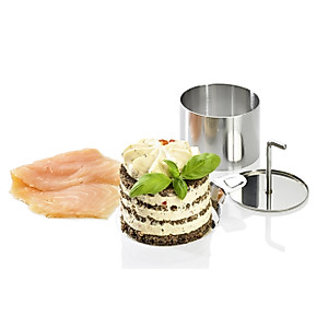 LURCH Germany Stainless Steel Food Rings with Pusher and Lifter | Cake or Cooking Ring | Round Dessert Mold Ø 2.9 inches / 7.5 cm - Set of 6 Round Forms