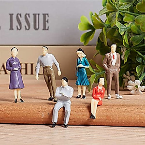 Juexica 80 Pcs Mini People Figurines 1:50 Scale Model Trains Architectural Painted Figures Tiny Plastic Miniature Sand Tray Miniatures Sitting Standing Toy for Scenes