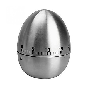 NUZYZ Metal Timer, Portable Metal Timer Attractive Stainless Steel Anti-Slip Bottom 60 Minutes Egg-Shaped Manual Reminder for Home Stainless Steel