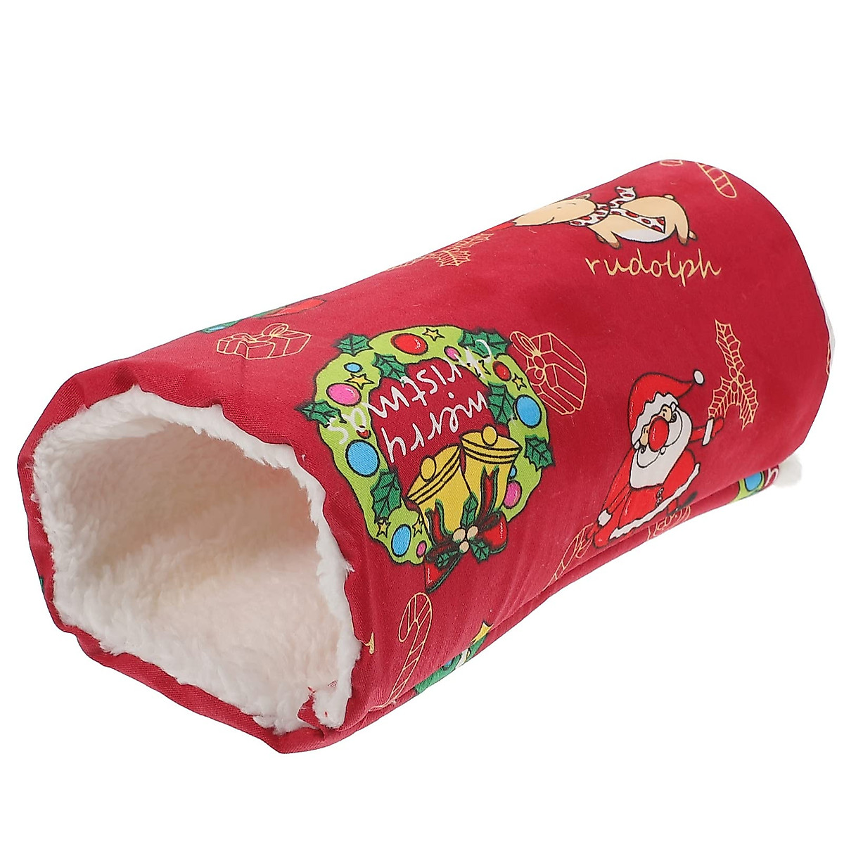 UKCOCO Ferret Toys Hamster Tunnel Plush Hamster Play Tunnels Christmas Warm Tunnel Living Habitats Small Animal Hideout Tubes Bed Toy for Rat Hedgehogs Gerbil Indoor Hammock