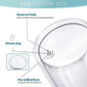 YOUKE OLA 6 Pack Pre Drilled Beer Glass Can Shaped Blank Double Wall Glass Cans with Rubber Stopper Bamboo Lid & Glass Straws for Snow Globe Glitter DIY 16oz