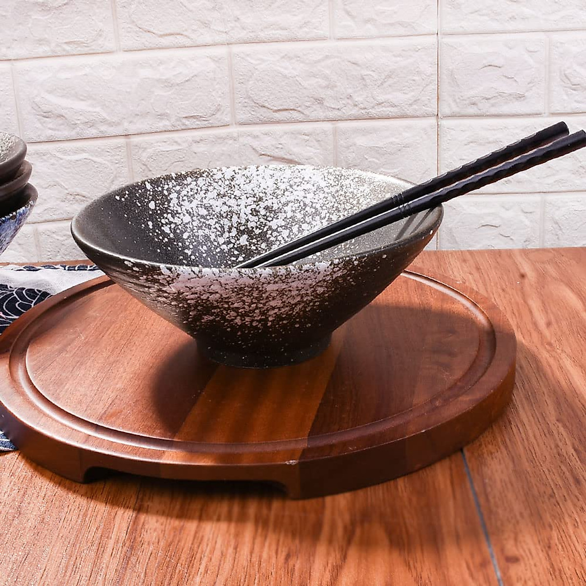 7.8 Inch Ceramic Bowl Set for Kitchen Deep Soup Pho Bowls, 33.5 OZ Japanese-style Large Porcelain Salad Bowls Set for Ramen Pasta Cereal Dessert Stackable Deep Noodle Serving Bowls Set of 4 for Gift