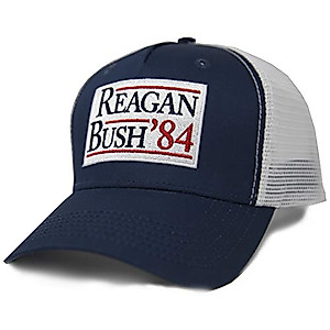 Urban Ridge Reagan Bush ’84 Adult Trucker Hat Snapback, Navy Blue with Embroidered Patch