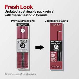 Revlon Liquid Lipstick with Clear Lip Gloss, ColorStay Face Makeup, Overtime Lipcolor, Dual Ended with Vitamin E in Plum / Berry, Perennial Plum (260), 0.07 oz