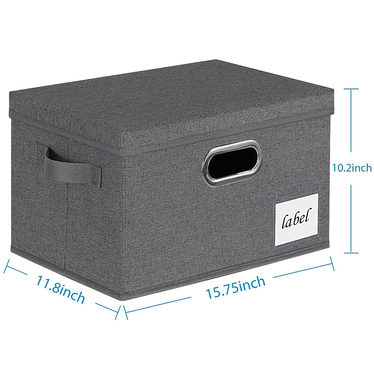 PFFVRP Extra Large Storage Bins with Lids, Foldable Fabric Storage Baskets with Lids, Sturdy Storage Boxes with Labels and 3 Handles for Closet Home Bedroom Office (Grey)