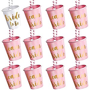 Wocst 12 PCS Shot Necklace Glass, Bride Groom to Be Shot Glass Necklace with Gold Foil for Bachelor/Bachelorette Party Hen Night Party