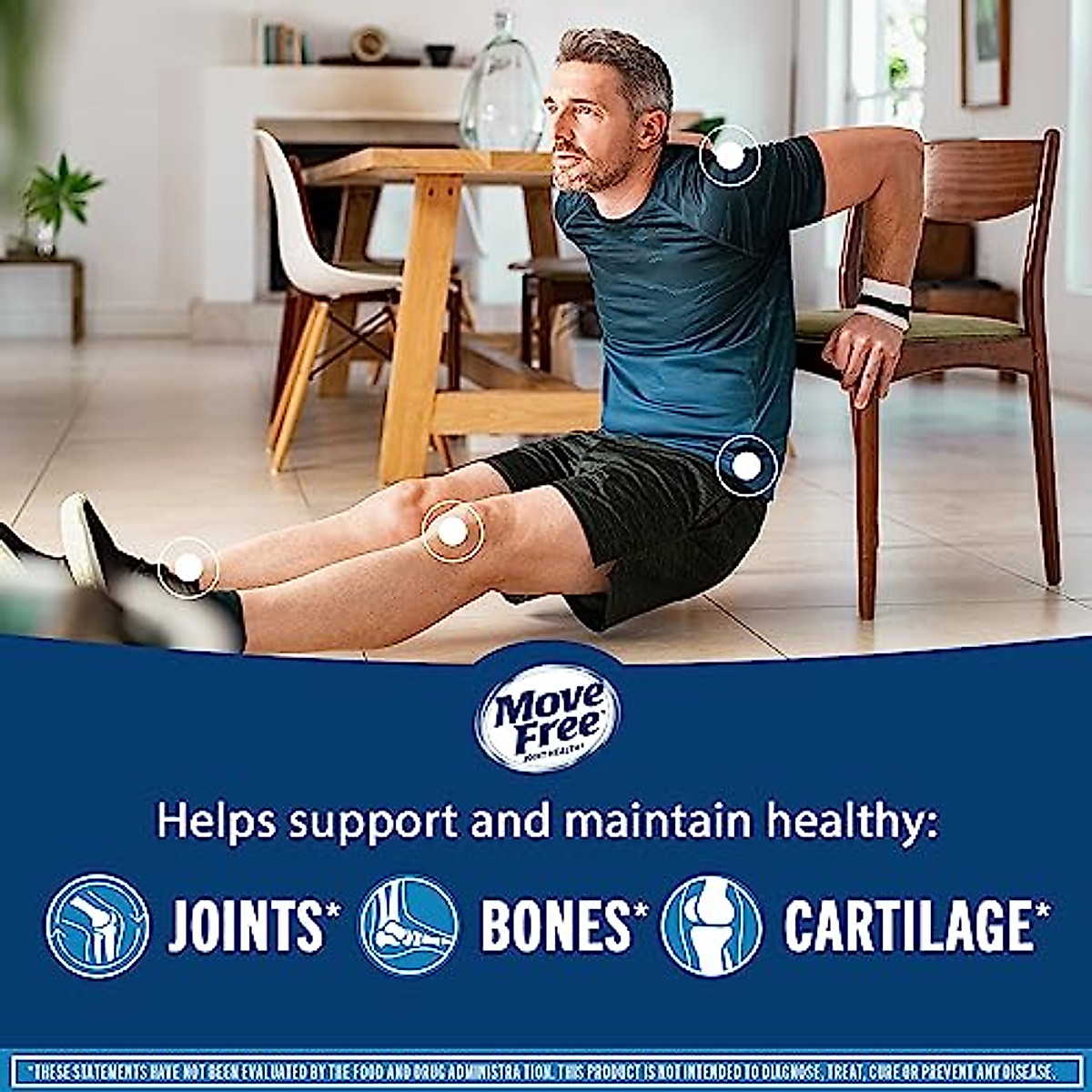 Move Free Advanced Glucosamine Chondroitin MSM + Vitamin D3 Joint Support Supplement, Supports Mobility Comfort Strength Flexibility & Bone + Immune Health - 120 Tablets (60 servings)*