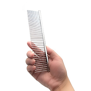 Chris Christensen 005 7.5 inch Fine/Coarse Long Tooth Greyhound-Style Butter Comb, Groom Like a Professional, Rounded Corners Prevent Friction and Breakage, Solid Brass Spin with Steel Teeth, Chrome