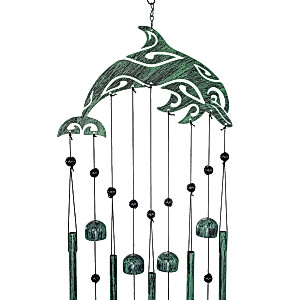 VP Home 28.5" H Tribal Dolphin Wind Chimes for Outside Unique Tribal Dolphin Windchimes for Outdoor Decorations Garden Decor Dolphin Cimes for Women, Mom, Grandma, Unisex