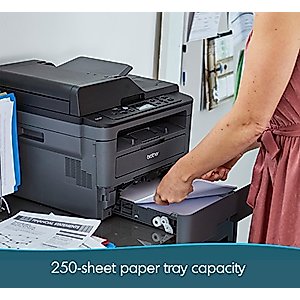 Brother DCP-L25 50DW Monochrome All-in-One Wireless Laser Printer - Print Copy Scan - Mobile Printing - Auto Duplex Printing – Print Up to 36 PPM - Up to 250 Sheets/Tray - ADF + HDMI Cable