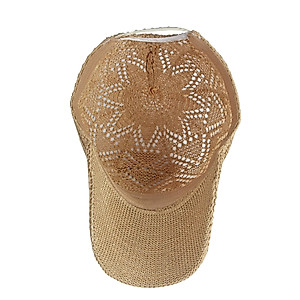 FASHIXD Knit Mesh Baseball Cap for Women Summer Yarn Trucker Hats Breathable Outdoor Hat (Khaki)