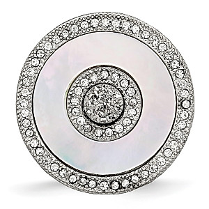 Stainless Steel Polished Simulated Mother of Pearl Druzy Quartz and Crystal Ring Size 9 Jewelry for Women