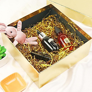 Keoferlo Gold Crinkle Cut Paper Shred Filler 1/2 LB Metallic Iridescent Stuffing for Gift Boxes Gift Wrappings Gift Baskets (Metallic Gold)