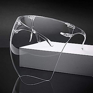 【2PACK】New Transparent Goggle Sunglasses Full Cover,Anti Fog Clear Plastic Face for Adults,See Through Mouth and Nose Facial Clear Face ,Clear Face_ ,Cover Glasses,Crystal Clarity,Reusable,Visor