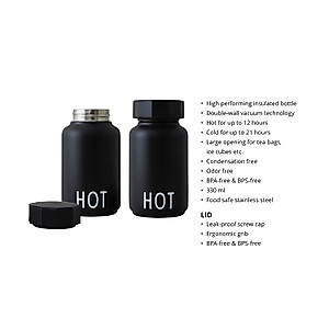 Design Letters Wide Mouth Bottle 11 Oz | Insulated water bottle Travel | Thermos Water Bottle | Thermo Flask Stainless Steel | Reusable Water Bottle for Men, Women | BPA/BPS Free Tumbler for Gym, work